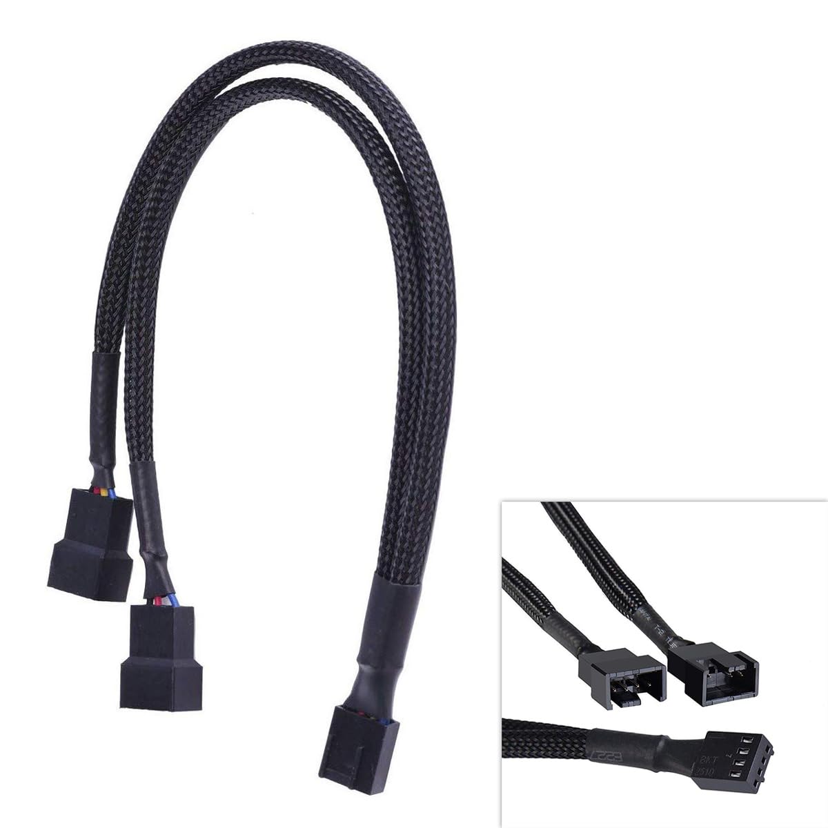 VIP GADGETS Pwm Fan Splitter Adapter Cable Sleeved Braided Y Splitter ...