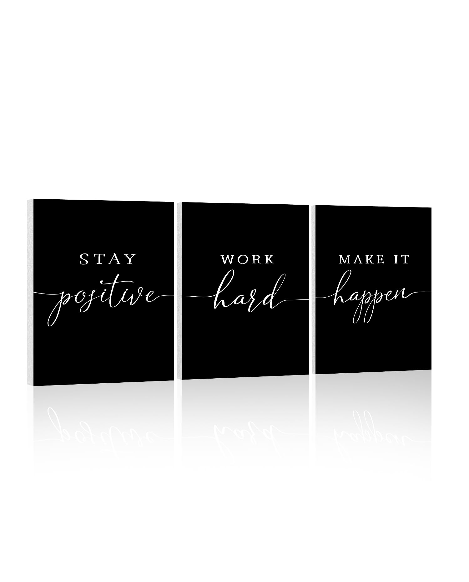 Amazon.com: Motivational Wall Art Office Decor: 3 Piece Positive Quotes ...