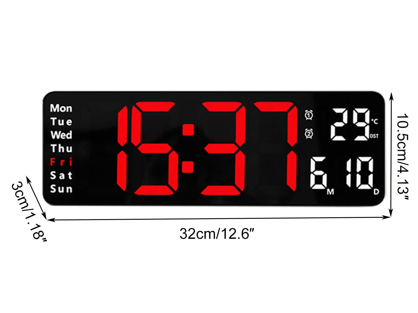 Jeeje Electronic Clock, 13 Inch LED Large Screen with Sitting and ...