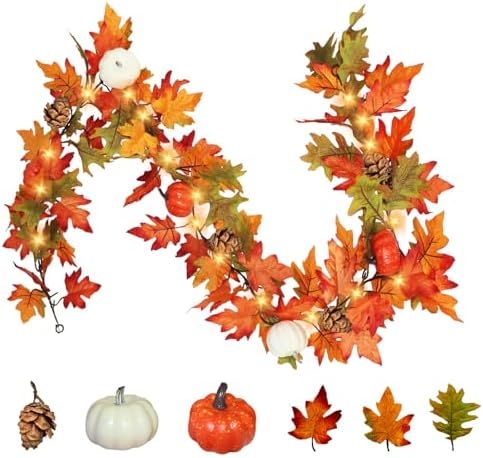 Amazon.com: Artgar Fall Maple Leaf Garland, 6 Ft Fall Decor Garland ...
