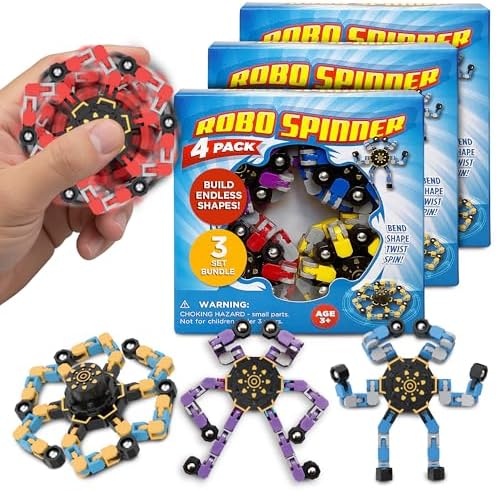 Amazon.com: Stomp Rocket Robo Spinner, Transformable Fidget Spinner Set ...