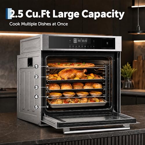 Garvee 24 Inch Built-in Steam Electric Oven Combo, 2.5 Cu.ft Convection ...