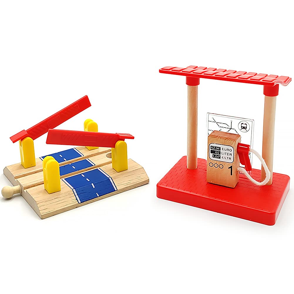 Amazon.com: Wooden Train Track Accessories Wooden Crane Toy Set with ...
