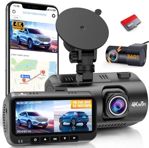 Amazon.com: Smart Dash Cam GPS APP: 4K 2160P USB Easy Install 5G WiFi ...