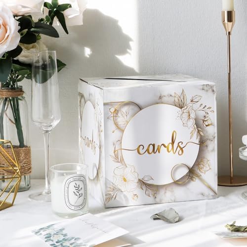 Amazon.com: OurWarm Wedding Card Box with Slot Marble Wedding Envelope ...