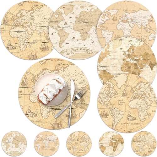 Amazon.com: Eaasty 50 Disposable World Map Paper Placemats Vintage ...