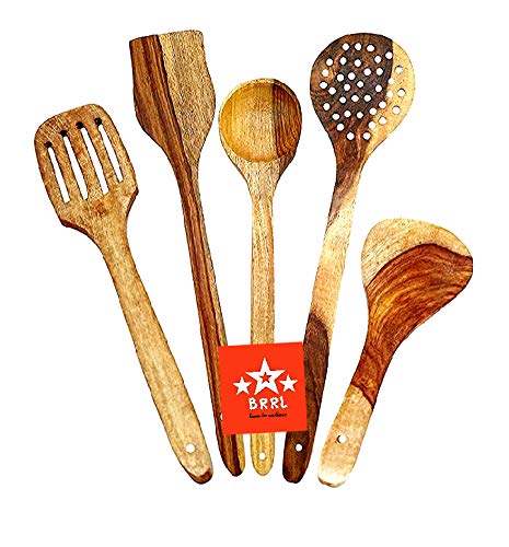 Buy BRRL Wooden Spoon Set for Kitchen/Woods Spatula/Kadchi Chammach Set ...