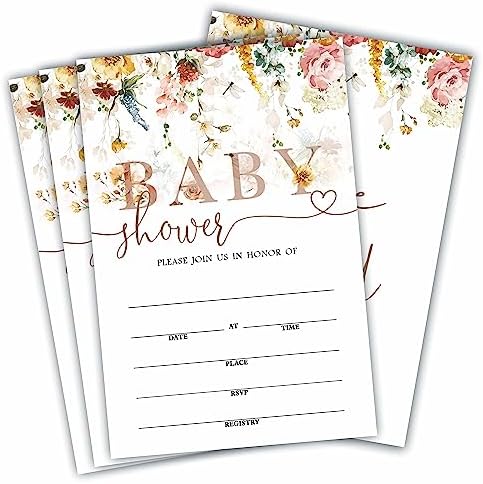 Amazon.com : TPYEN Floral Baby Shower Invitations, Boho Wild Flower ...