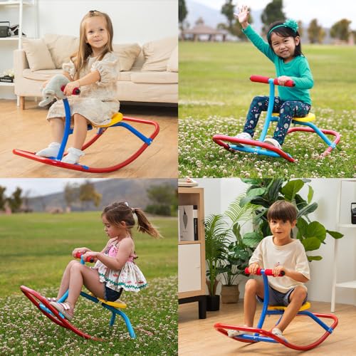 Kids Rocking Horse Rocking Chair Seesaw: Safe Home Playground Backyard ...