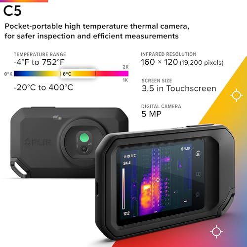 FLIR Caméra d'imagerie thermique C5 avec WiFi et stylo d'humidité FLIR MR40