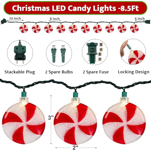 Christmas Candy String Lights,8.5Ft Candy String Lights?with 10 Red ...