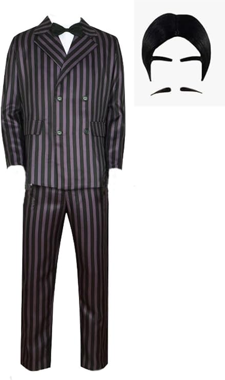 Amazon.com: Fedtoku Adult Gomez Addams Costume Mens Gomez Cosplay ...