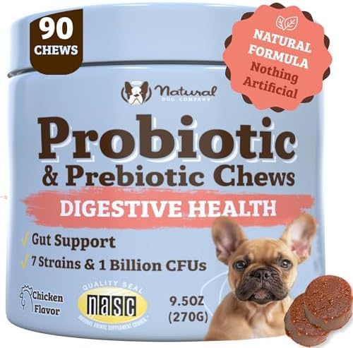Natural Dog Company Probiotic Chews (90 Bites), Chicken Flavor, Helps ...
