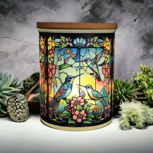 Amazon.com: Hummingbird Stained Glass Designed Battery Operated Tea ...