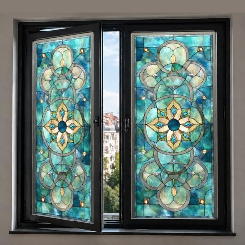 Amazon.com: Vintage Rosette Stained Glass Window Film, Frosted Privacy ...