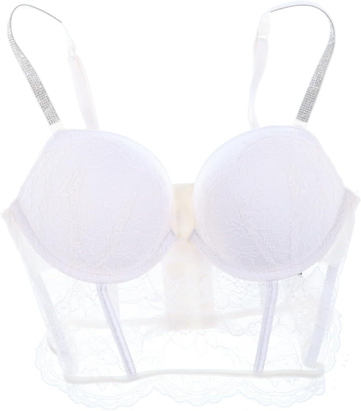 Victoria's Secret Bombshell Lace Longline Bra (White, 34D) at Amazon ...