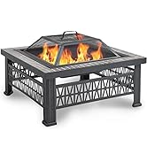 VonHaus Fire Pit Coffee Table – Mosaic Firepit with BBQ Grill Function ...