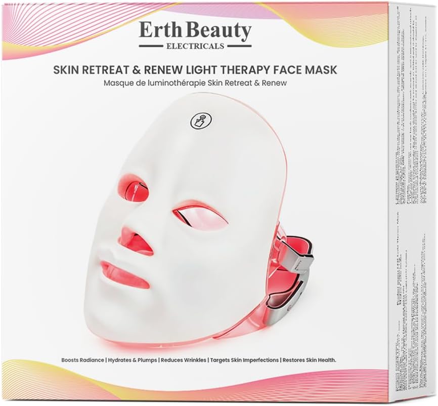ErthSkin London LED Light Therapy Face Mask, 7 Colours, One-Button ...