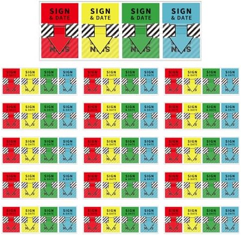Amazon.com : 1600 Pieces Sign Date Tabs Sign Date Stickers with ...