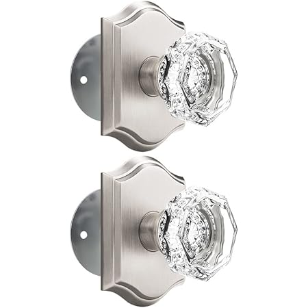 CLCTK Antique Crystal Door Knobs for Interior Doors, Hall and Closet Door Knobs Brushed Nickel ...