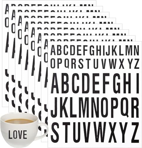 Amazon.com: 8 Sheets Vinyl Letter Stickers, 416 Pcs Black Alphabet ...