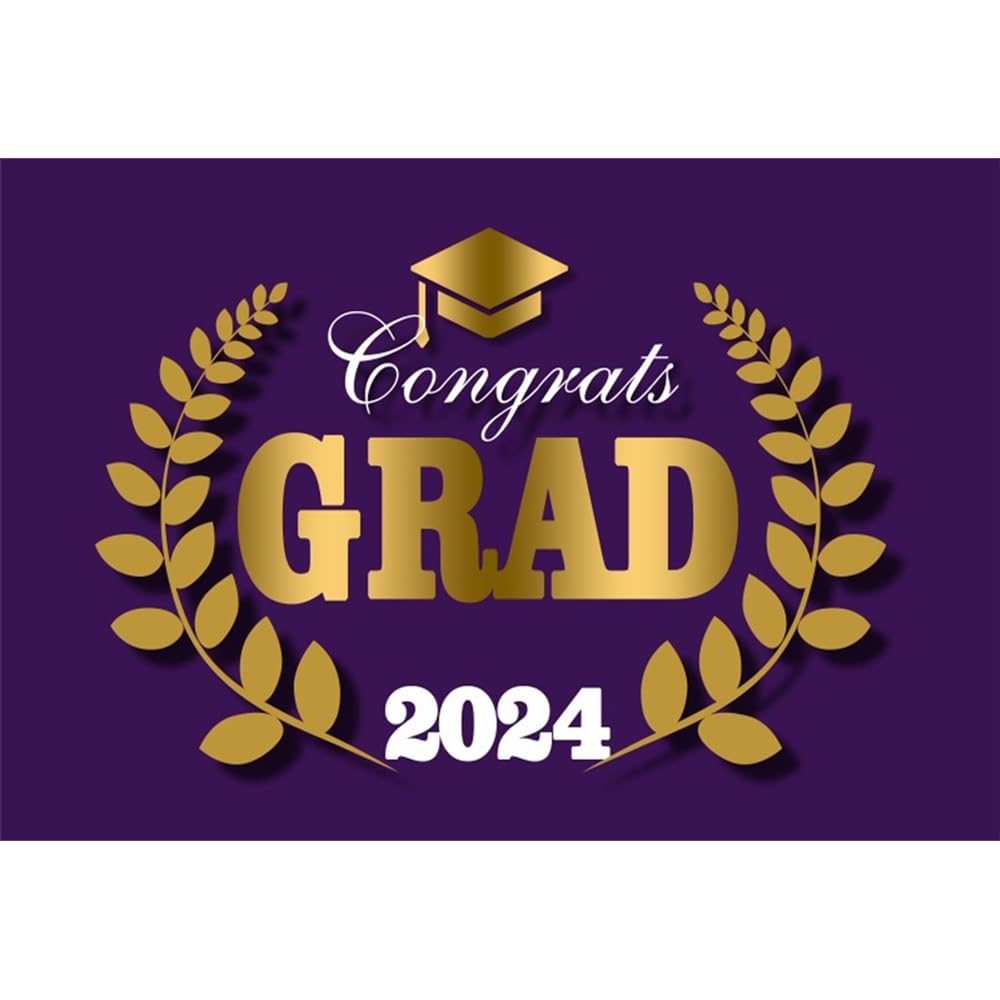 Amazon.com : YongFoto Purple and Gold Class of 2024 Graduation Ceremony ...