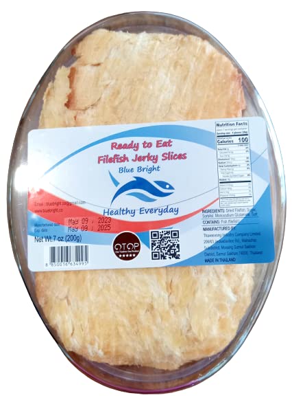 Amazon.com: Blue Bright Jerky Filefish 200 gram Box Dried Grilled Snack ...