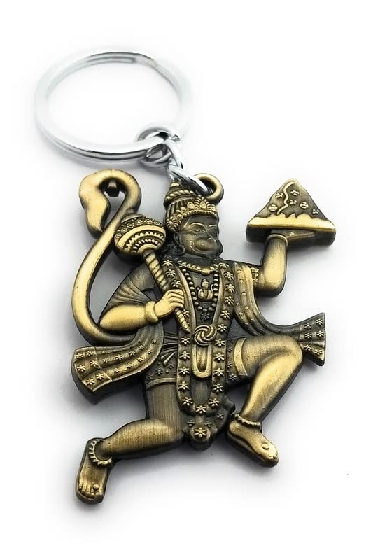 Generic Lord Hanuman Bajrangbali with Hill Double Sided Metal Keychain ...