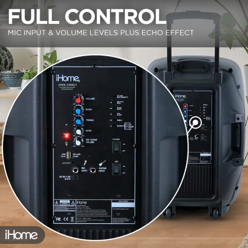 iHome iHPA-1500-LT Bluetooth Wireless Portable Rechargeable Home Party ...