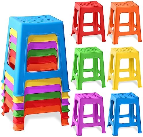 Amazon.com: LyeXD 5 Pcs Round Plastic Stack Stools, 18 Inch Portable ...