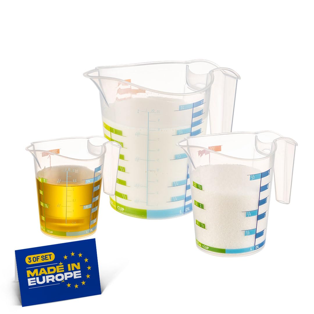 Winkly® 3 Stück Messbecher Set, 300/500/1000ml, Kunststoff Messbecher ...