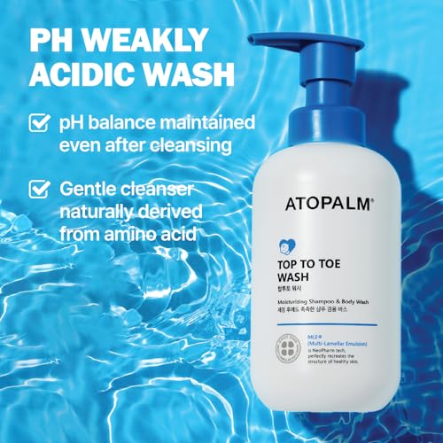 ATOPALM Top to Toe Baby Wash & Shampoo, Sulfate-Free, pH Balanced, Head ...