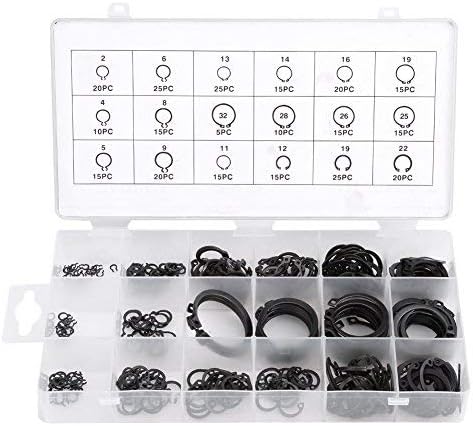 300Pcs E-Clip Snap Ring Shop Assortment Black Circlip Kit External ...