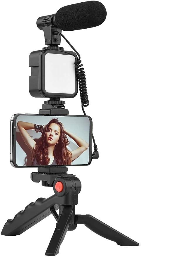 Buy RUSKIN Flexible Phone Tripod with Microphone Filling Light Selfie ...