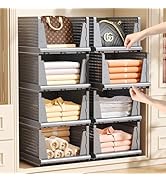 Amazon.com: 5 Pack Stackable Plastic Storage Basket for Closet, Bottom ...
