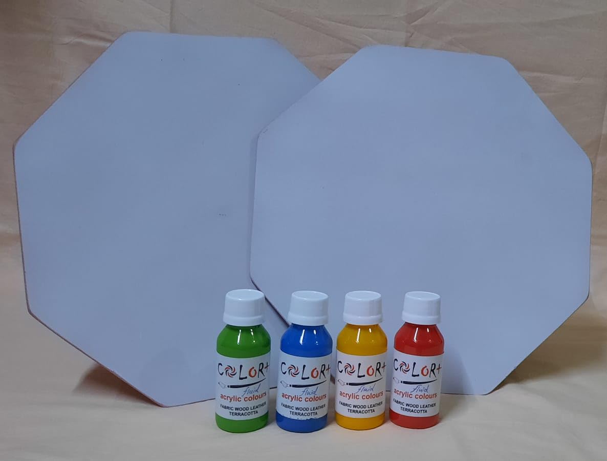 Fluid art painting on 2 white MDF octagon board 11 inch with 4 fluid ...