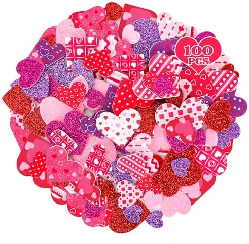 Amazon.com: HADDIY Valentine's Day Foam Heart Stickers,300 Pcs Glitter ...
