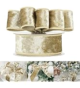 Amazon.com: HUIHUANG Champagne Wired Ribbon 2-1/2", Glitter Diamond ...