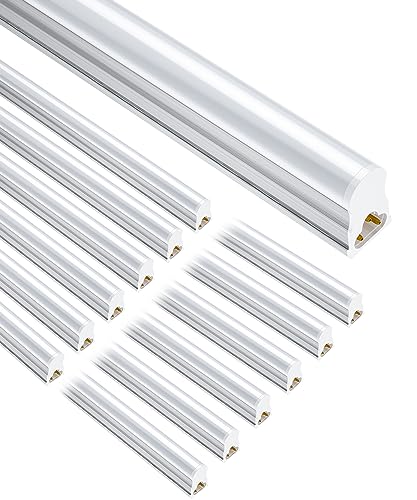12-Pack LED T5 Integrated Single Light Fixture 4FT, 20W 2200lm, 6500K ...