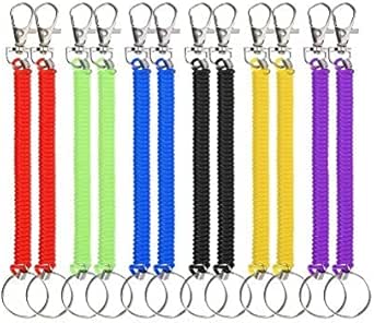 TOYMYTOY Coil Keychain Spring Spiral Key Rings Tether Stretchy ...