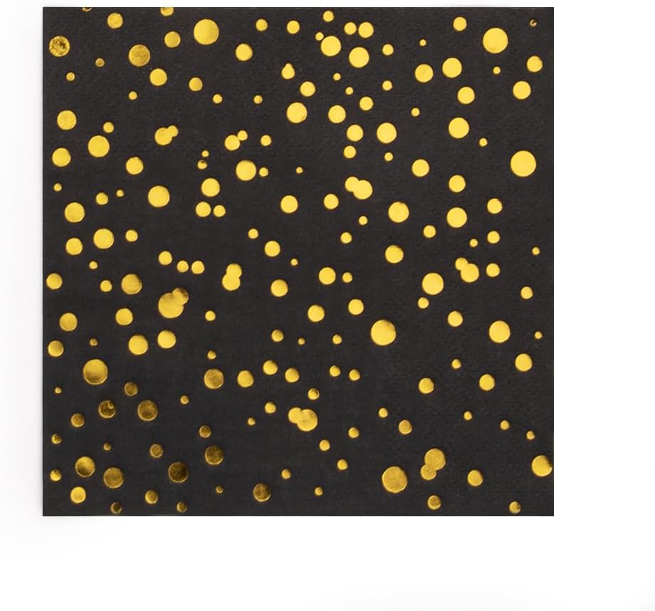 Amazon.com: 80 Pack of Black Paper Cocktail Napkins with Gold Foil ...
