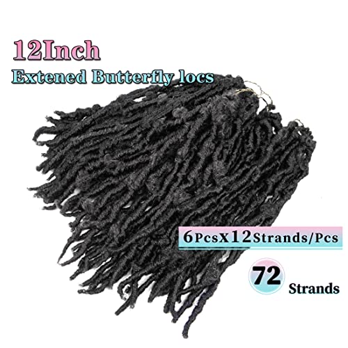 12 Inch Butterfly Locs Crochet Hair 6 Packs Distressed Faux Locs ...