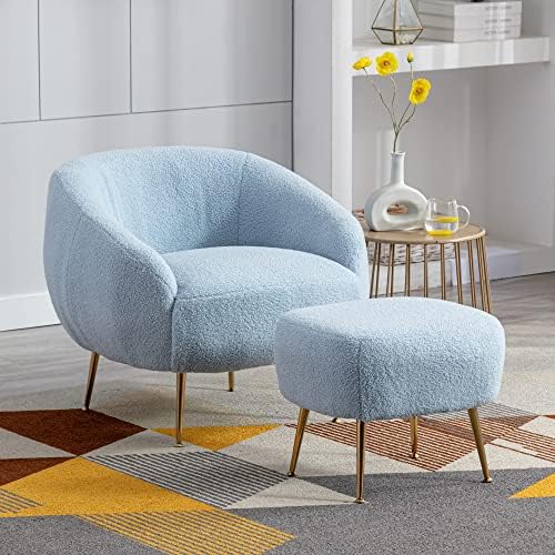 Amazon.com: Merax Blue Modern Comfortable Upholstered Accent Chair with ...