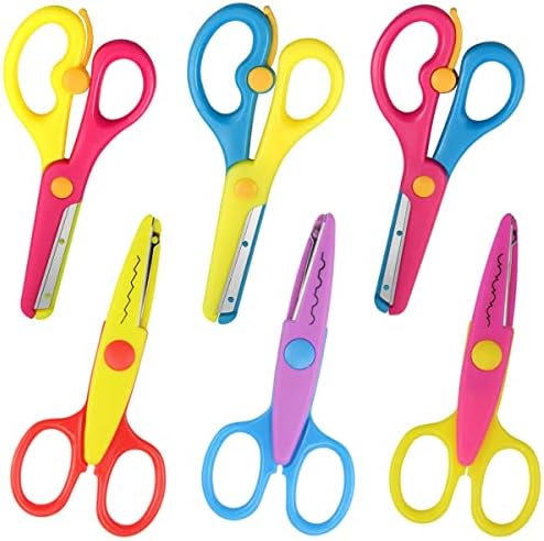 6Pcs Kids Scissors Safety Scissors Craft Colorful Children Serrated ...