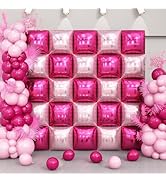 Amazon.com: HILAVO Hot Pink Square Balloons Wall, 10 PCS Magenta Foil ...