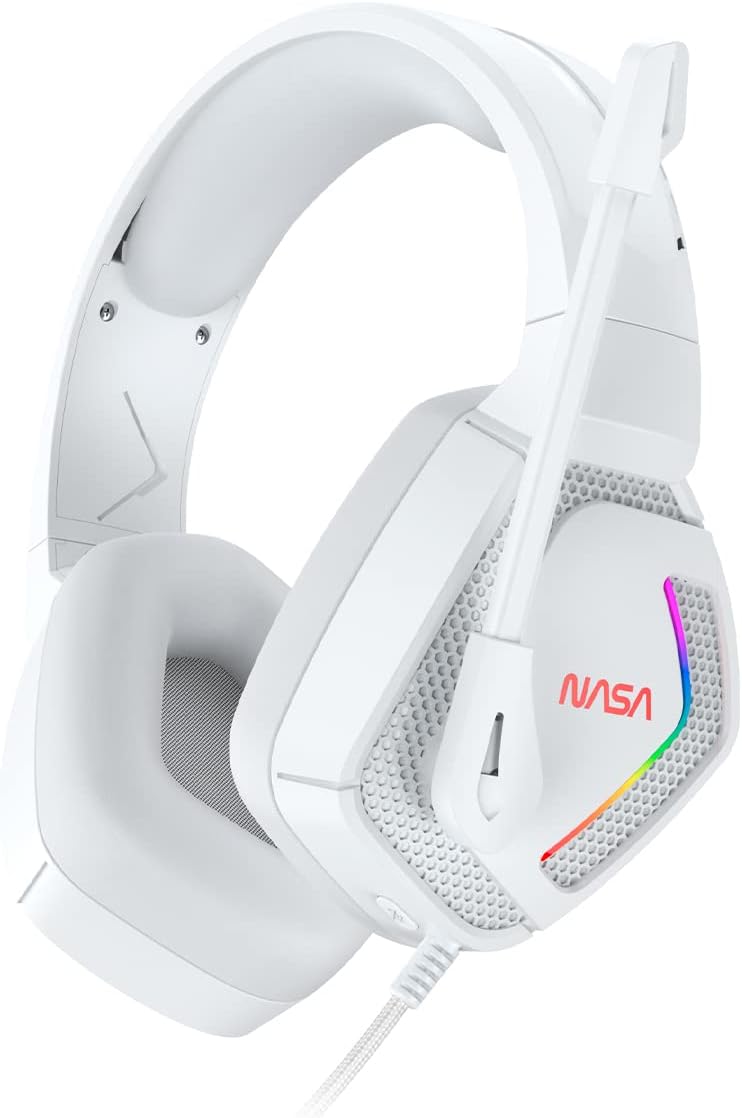 TECHZONE Audífonos Diadema Gamer NASA con LED RGB, Headset Gaming ...