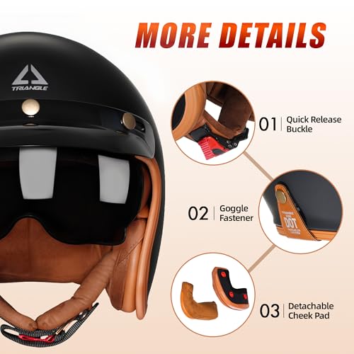 Snapklik.com : TRIANGLE 3/4 Motorcycle Helmet,Retro Open Face Adults ...