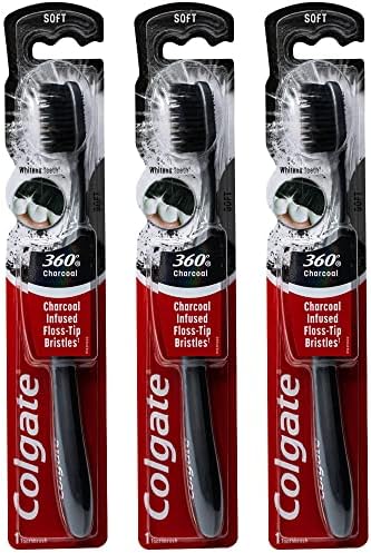 Amazon.com : Colgate 360 Charcoal Infused Toothbrush, Floss-Tip ...