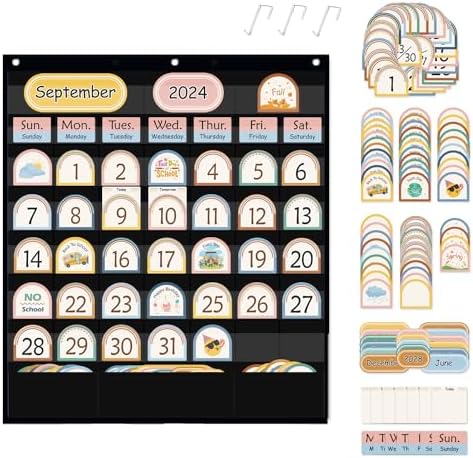 Amazon.com: Eamay Boho Calendar Pocket Chart Cards and Classroom ...