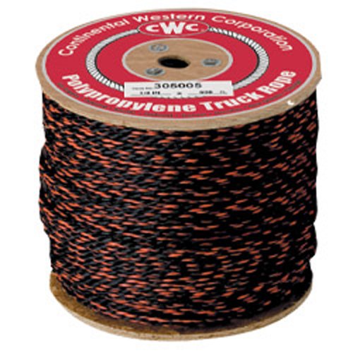 PolyPRO Black-Orange Cal Truck Rope - 1/2" x 600', 3780 lbs Tensile (1 ...